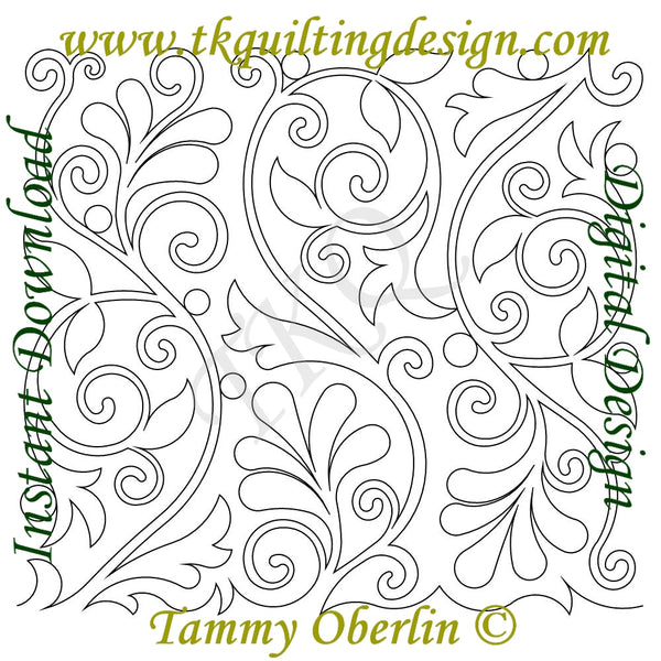 3644 Delilah Feather Vine E2E | TK Quilting & Design II