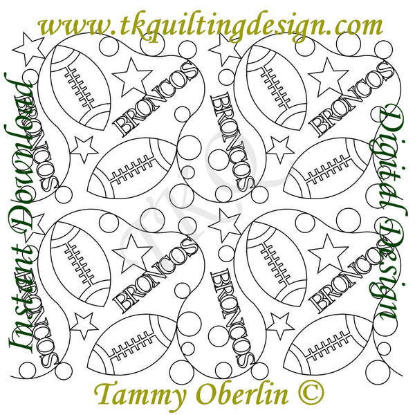 3643 Broncos Football E2E | TK Quilting & Design II