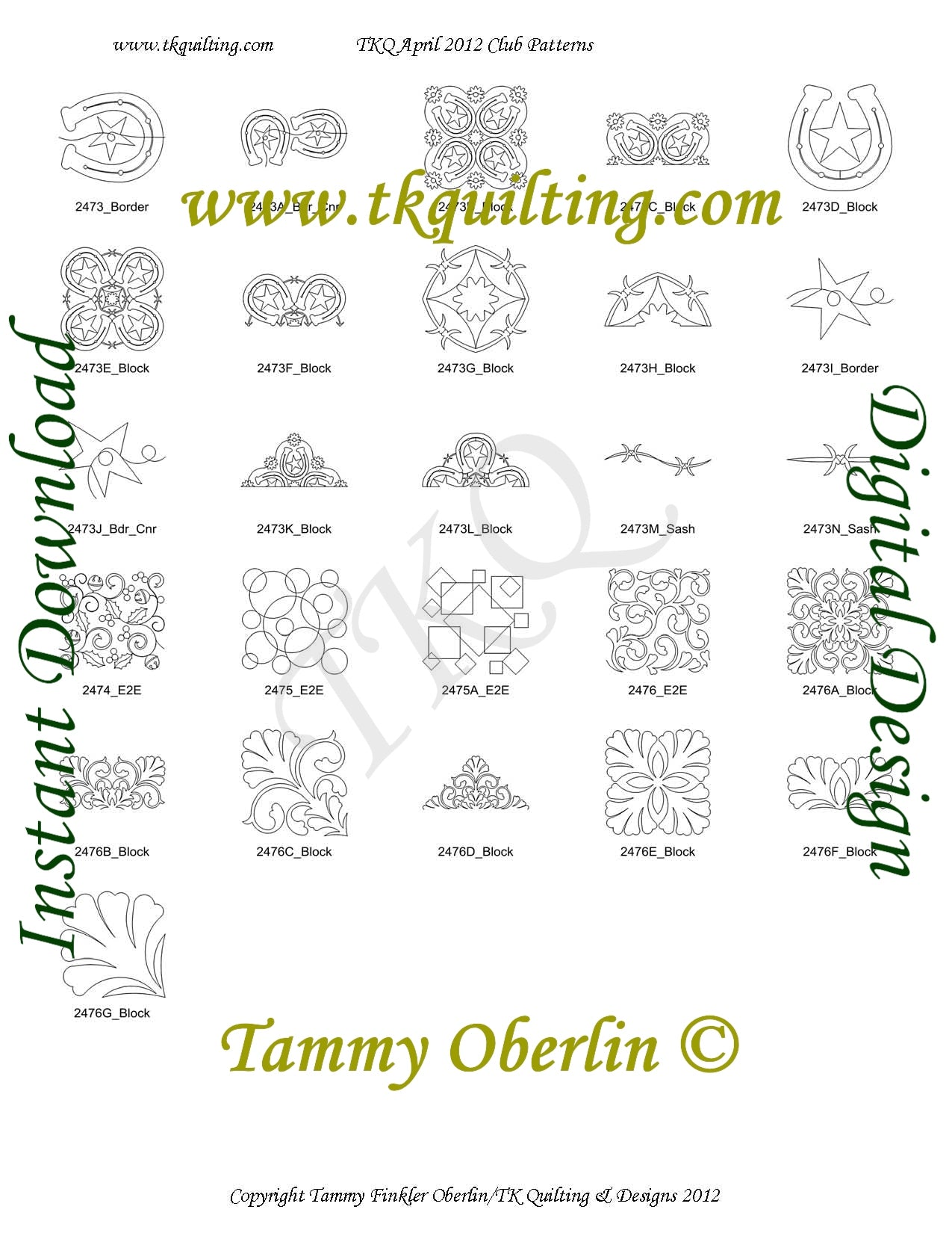 18 TKQ April 2012 Pattern Bundle | TK Quilting & Design II