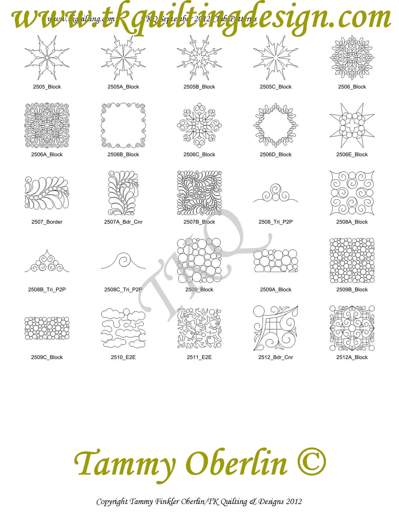 23 TKQ September 2012 Pattern Bundle | TK Quilting & Design II