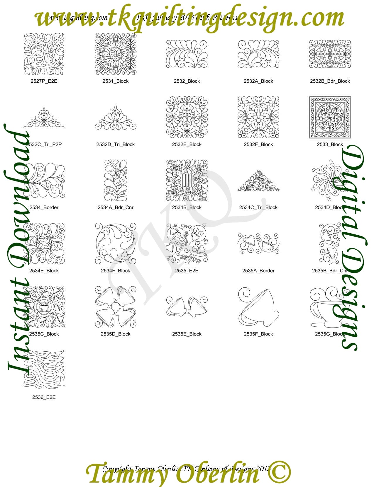 27 TKQ January 2013 Pattern Bundle | TK Quilting & Design II